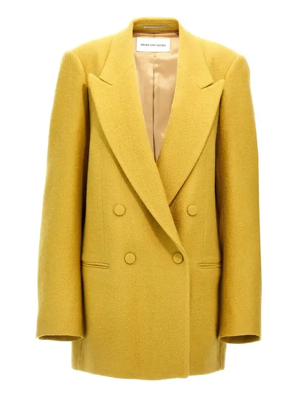 Dries Van Noten Double Breasted Blazer - Yellow
