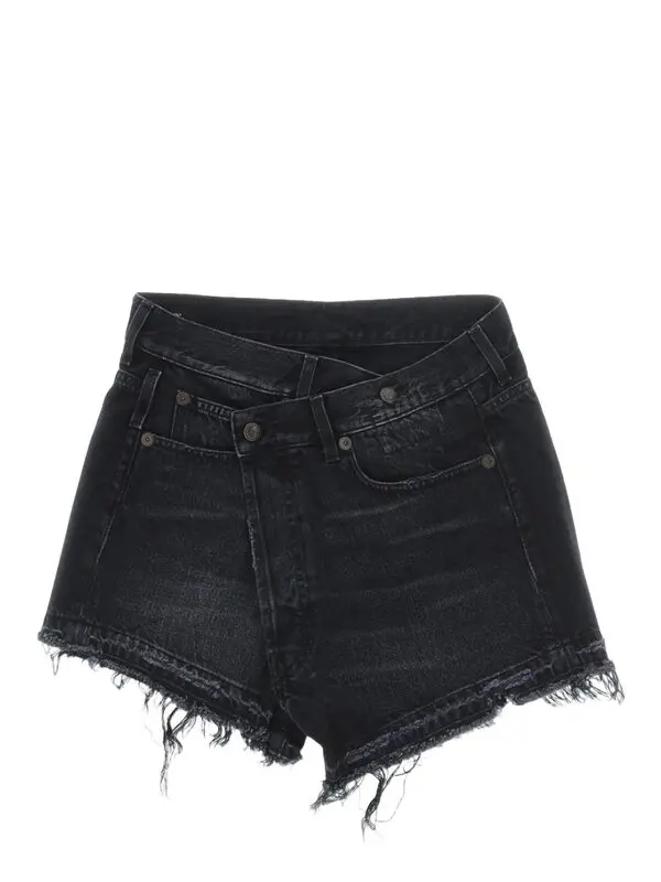 R13 Cross-designed Denim Shorts With Frayed Hem - Black
