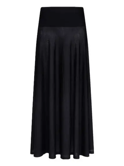 Alaïa Wool Flared Maxi Skirt - Black