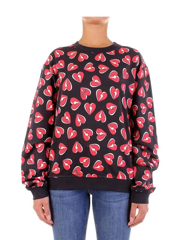 Moschino Heart Print Sweatshirt - Black