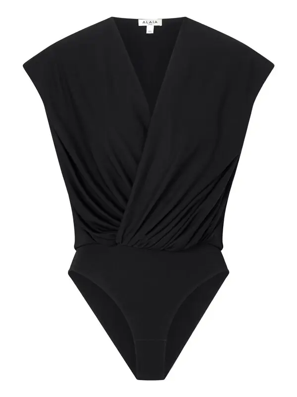 Alaïa Gathered Waist Bodysuit With Hood - Black