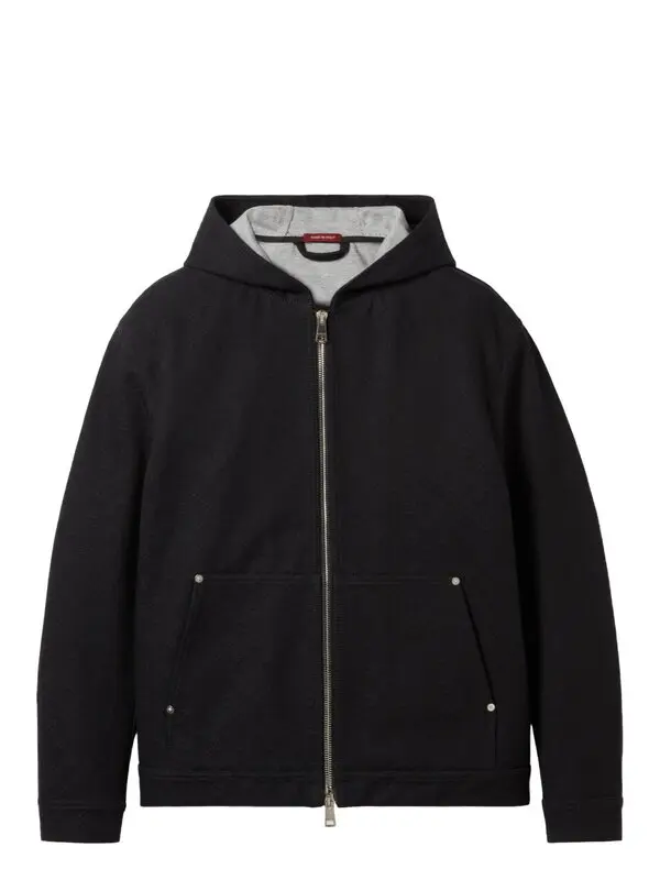 Gucci Gg Cotton Denim Jacquard Zip Jacket - Black