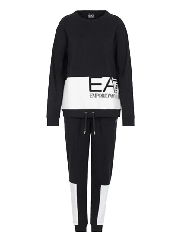 EA7 Logo Hooded Set - Black