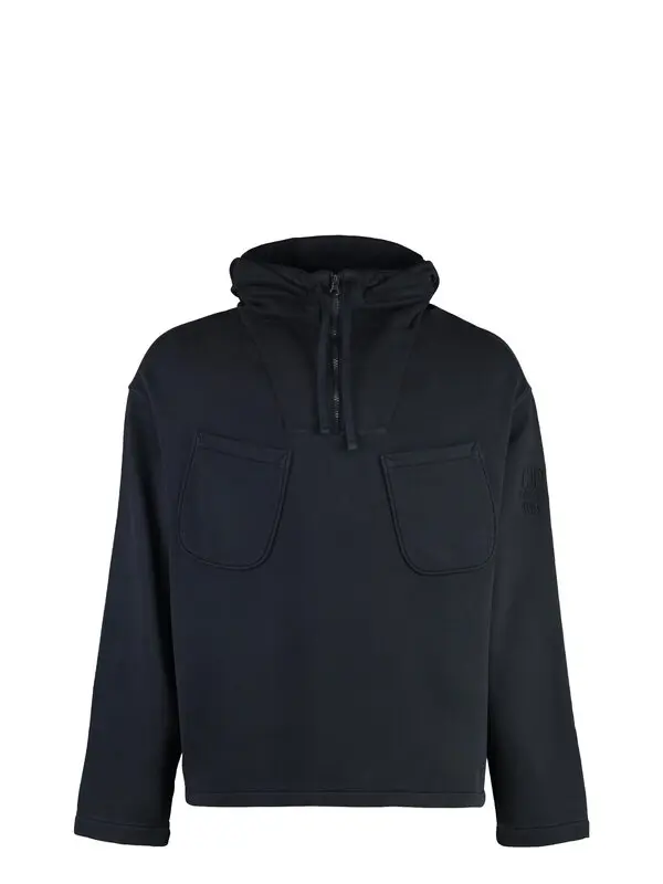 C.P. COMPANY Half Zip Pullover Shirt - Black