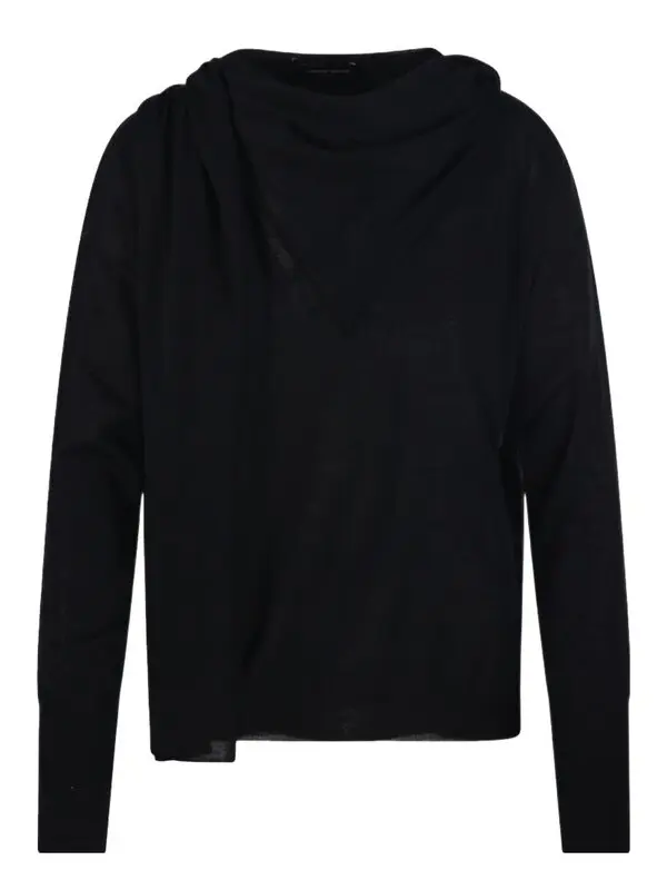 ROBERTO COLLINA Draped Cowl Neck Long Sleeve Sweater - Black