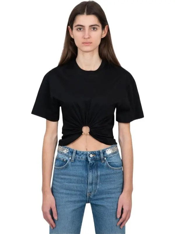 Rabanne Cutout Cropped T-shirt - Black