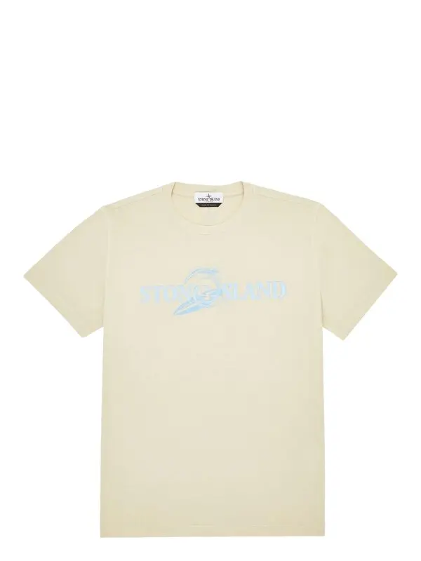 Stone Island Logo Print Cotton T-shirt - Flaxen