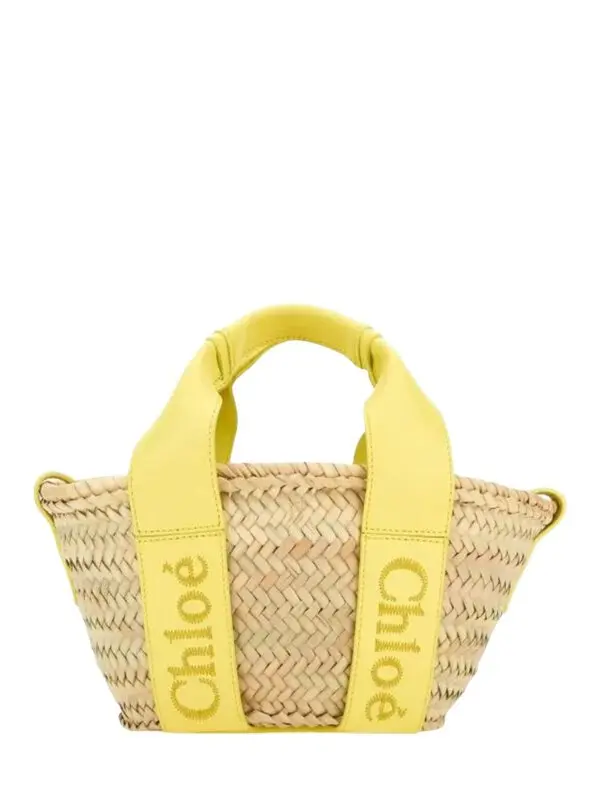 Chloé Lafite Logo Raffia Handbag - Yellow
