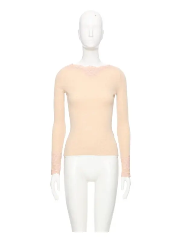 Valentino Garavani Lace Detailed Long-sleeved Jumper - Nude