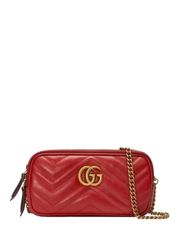 Gucci Gg Marmont Mini Chain Bag - Red