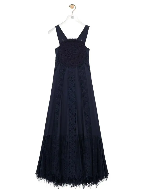 Loewe Sleeveless Maxi Dress With Lace Details - Navy Blue
