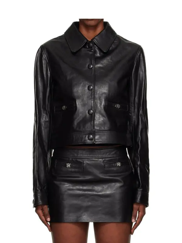 Amiri Buttoned Leather Jacket - Black
