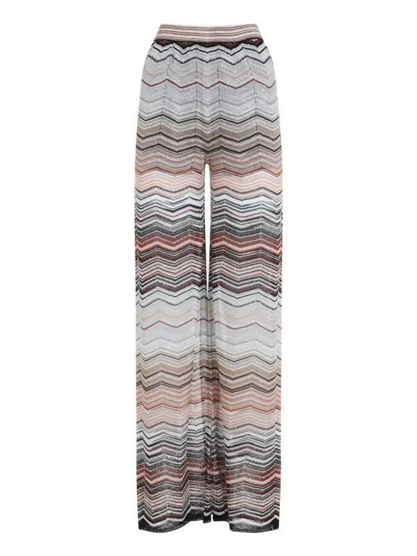 Missoni Chevron Wide-leg Knitted Trousers - Gray