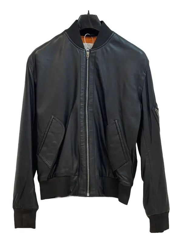 Alexander McQueen Leather Bomber Jacket - Black