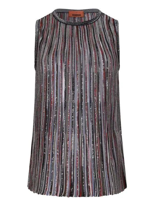 Missoni Sequin-embellished Striped Sleeveless Top - Grey/multicolour