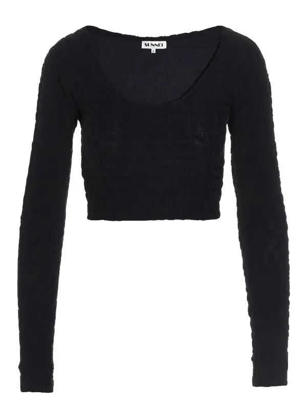 Sunnei Long-sleeved Textured Blouse - Black