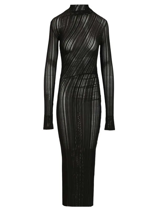 AMAZUIN Olga Ribbed Long Dress - Black
