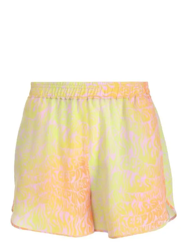 Stella McCartney Curved Hem Slogan Printed Shorts - Nude