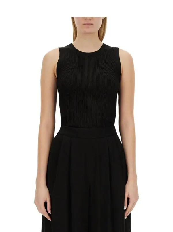 Fabiana Filippi Crewneck Ribbed Knit Tank - Black