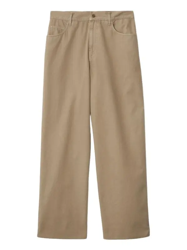Burberry Logo Patch Straight-leg Trousers - Feather Color