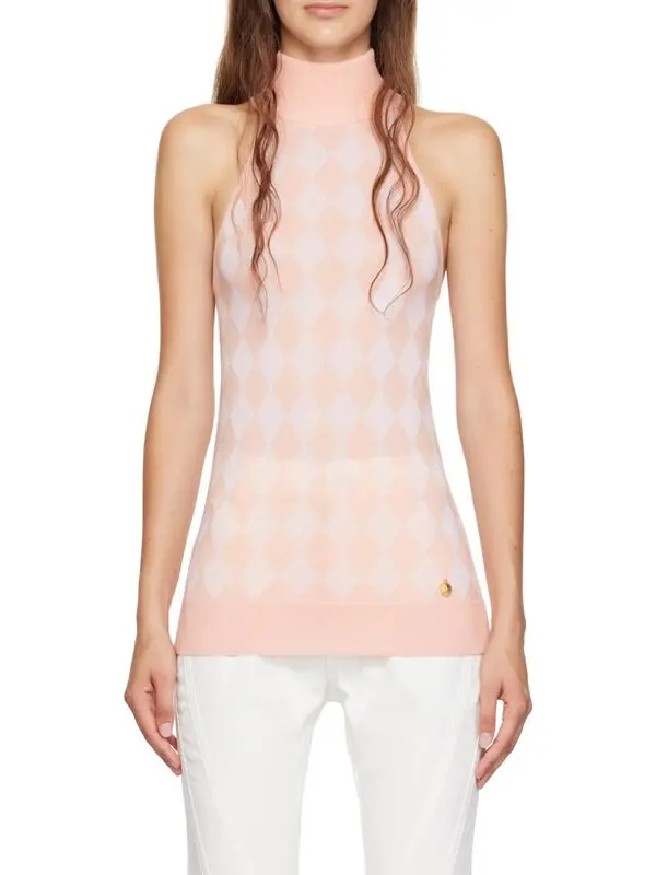 Balmain Diamond Pattern Turtleneck - Nude