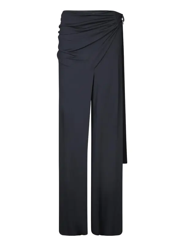 Rabanne Wraparound High-rise Palazzo Pants - Black