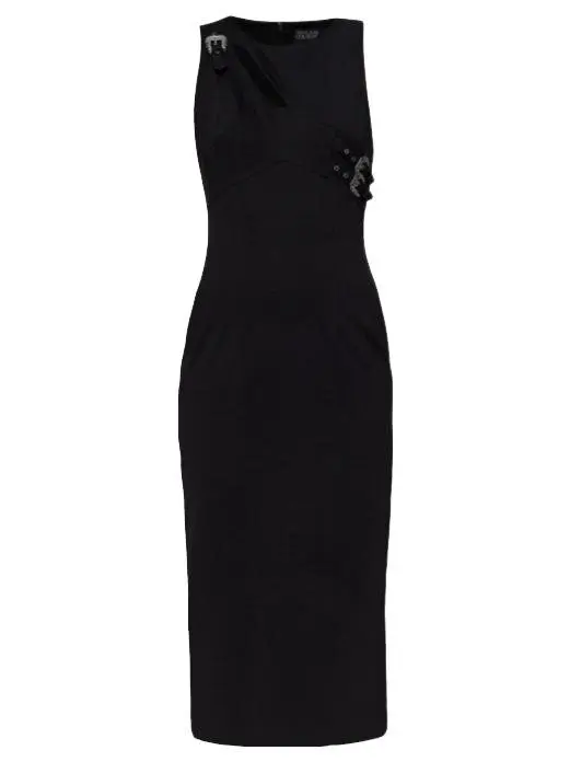 Versace Cut-out Buckle Midi Dress - Black