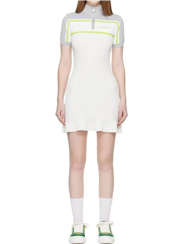 Casablanca Knitted Mini Dress With Logo Embroidery - White