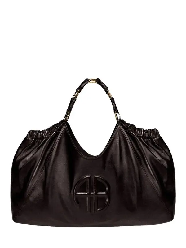 ANINE BING Logo Embossed Medium Kate Tote Bag - Dark Brown