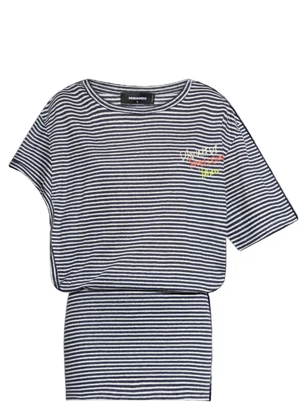 Dsquared2 Striped Crewneck Dress - Navy Blue