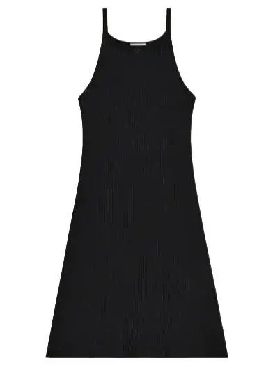 COURREGES Ribbed-knit A-line Dress - Black
