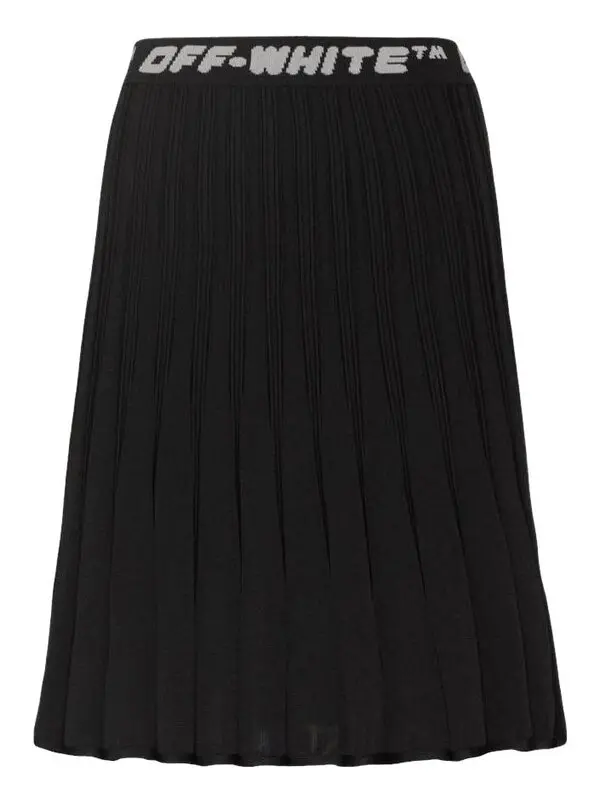 Off-White Logo Band Pleated Mini Skirt - Black