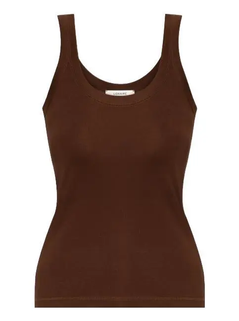 LEMAIRE Crewneck Ribbed Knit Tank Top - Brown