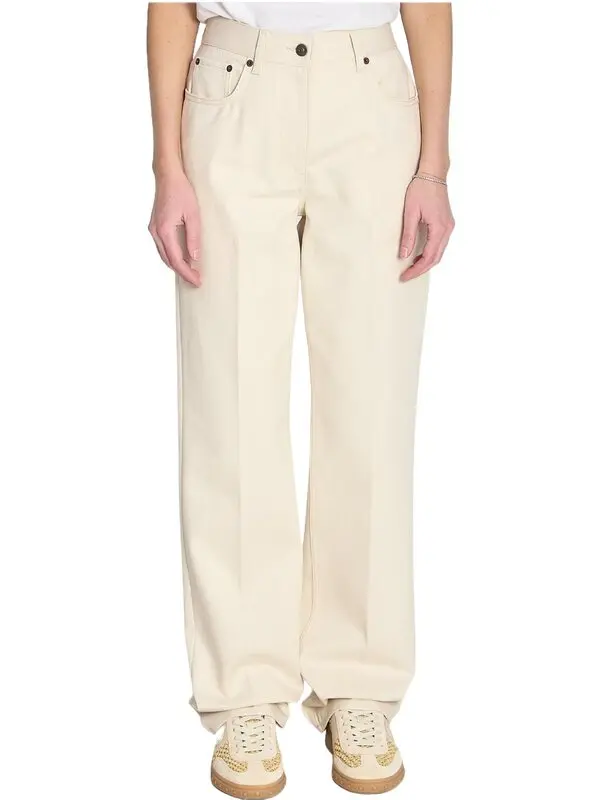 Valentino Garavani Logo Patch Straight Leg Jeans - Ivory White