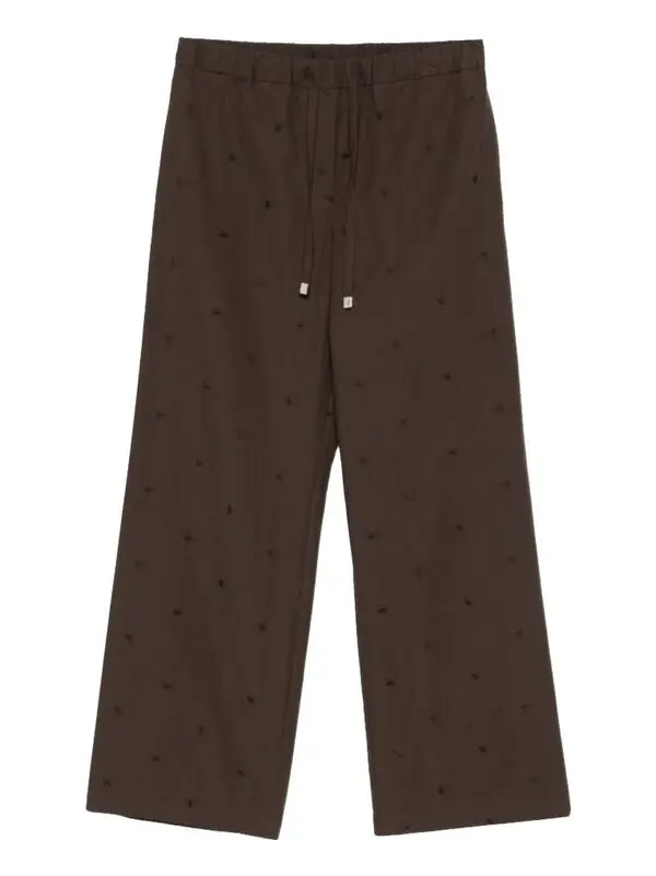 Attico Embroidered Wide Leg Trousers - Brown