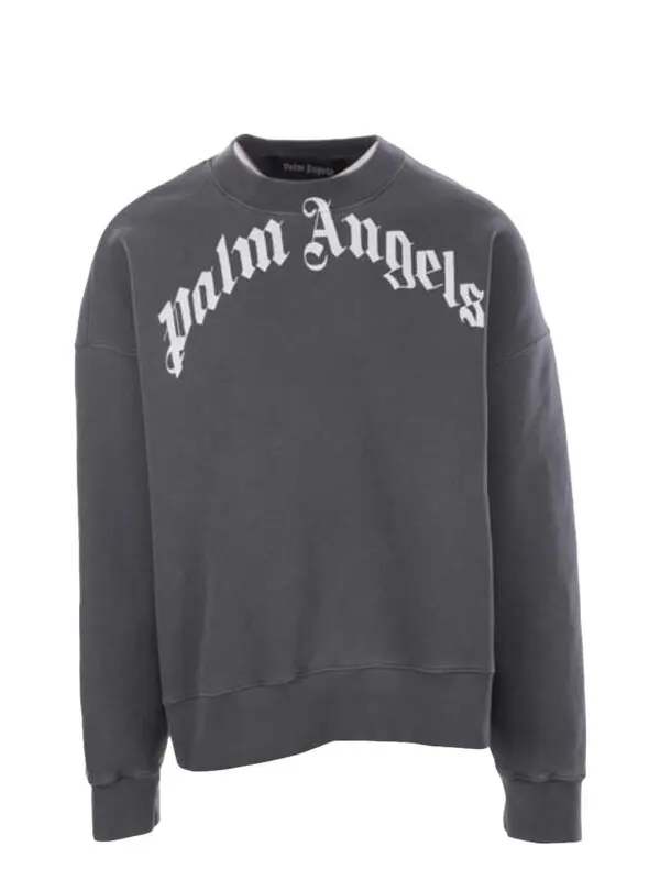 Palm Angels Logo Printed Crewneck Sweatshirt - Black