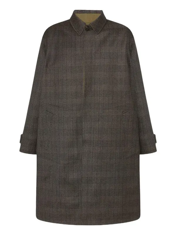 THE ROW Wool-silk Check Coat - Espresso Brown