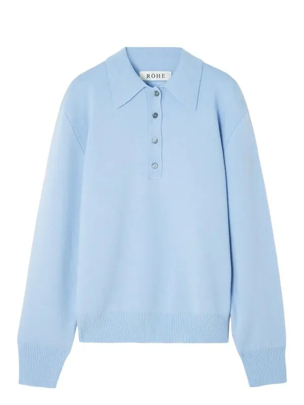 RÓHE Compact Ribbed Polo Shirt - Light Blue