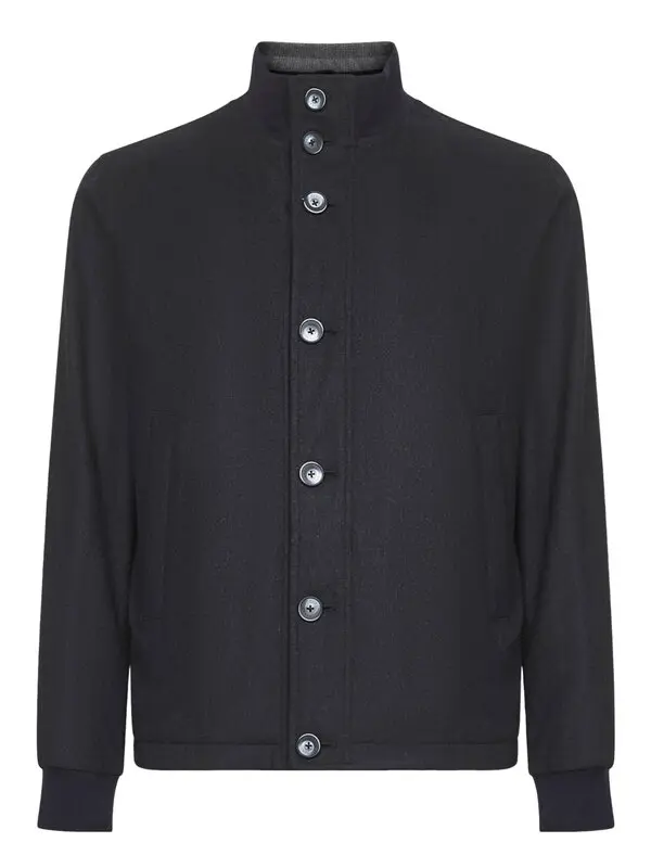 Herno High Neck Buttoned Coat - Black