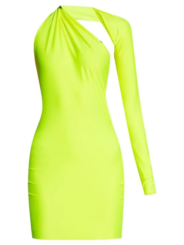 1017 Alyx 9sm Asymmetrical Long Sleeve Mini Dress - Yellow