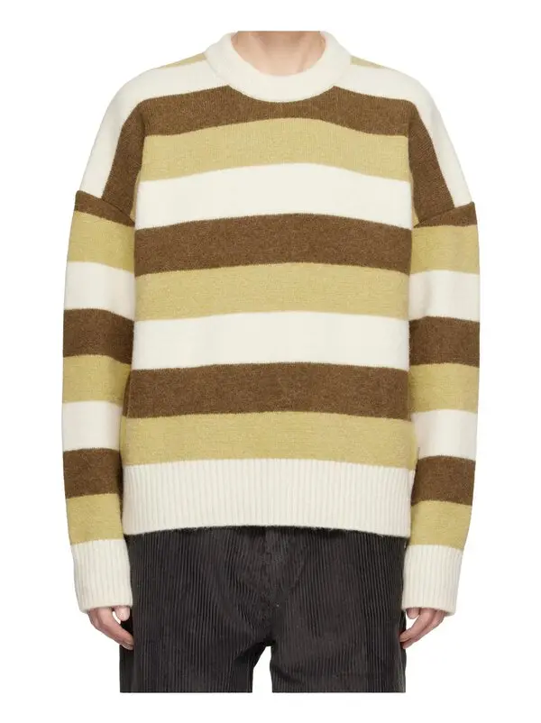 Ami Striped Crew Neck Sweater - Bronze/fenise/offal White