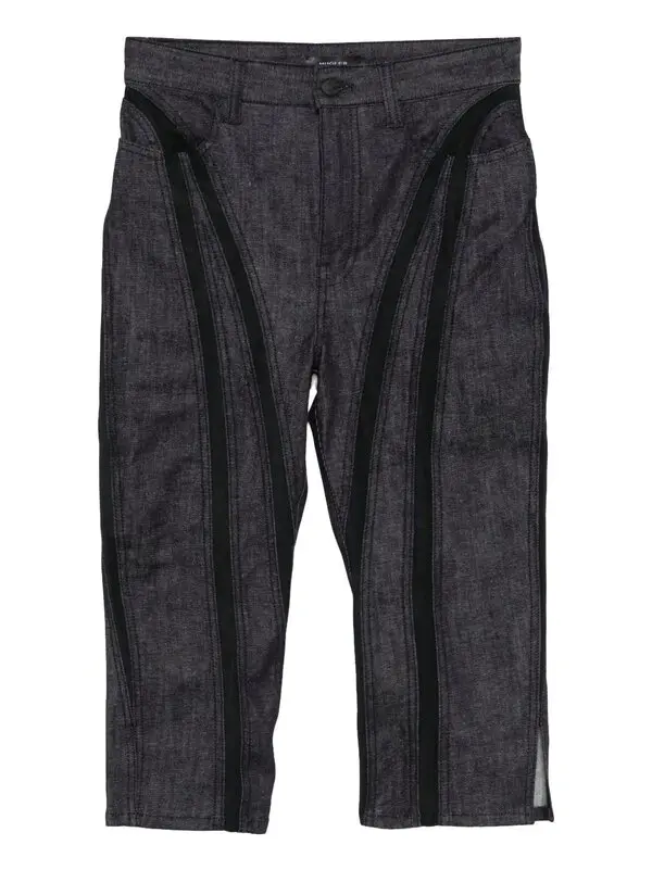 MUGLER Capri Jeans With Paneled Detailing - Blue And Black
