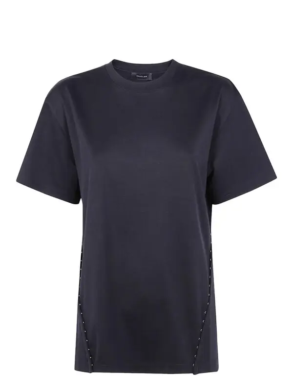 MUGLER Metallic Detail Cotton T-shirt - Black