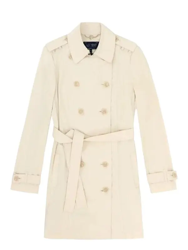 Emporio Armani Double-breasted Medium Long Windbreaker - White