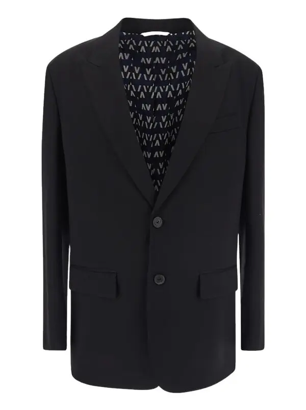 Valentino Garavani Single Breasted Long-sleeved Blazer - Black