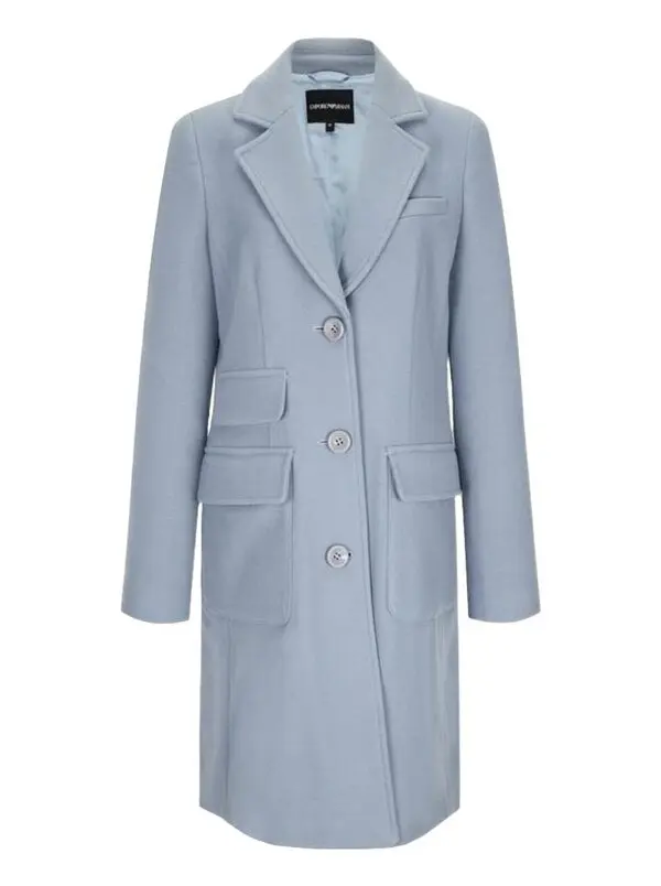 Emporio Armani Single-breasted Lapel Coat - Blue