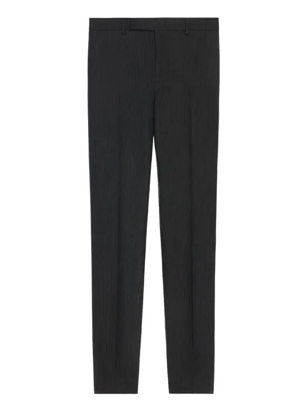 Celine Triple Striped Flannel Pants - Smoke Black/chalk White