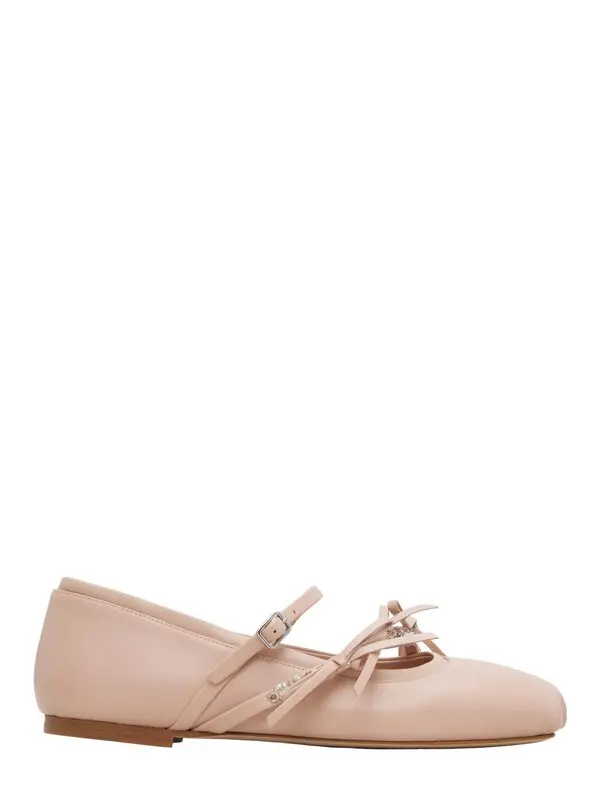 JIMMY CHOO Square Toe Rhinestone Embellished Ballet Flats - Macaron/macaron