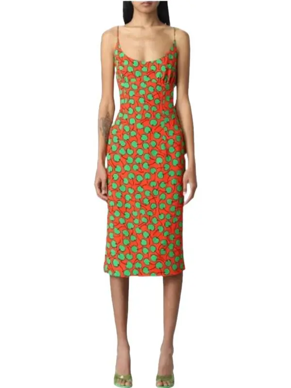 Moschino Printed Dress With Cherry Motif - Brown