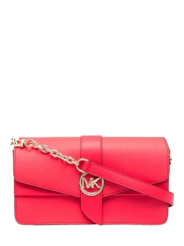 Michael Kors Logo Emblem Shoulder Bag - Red